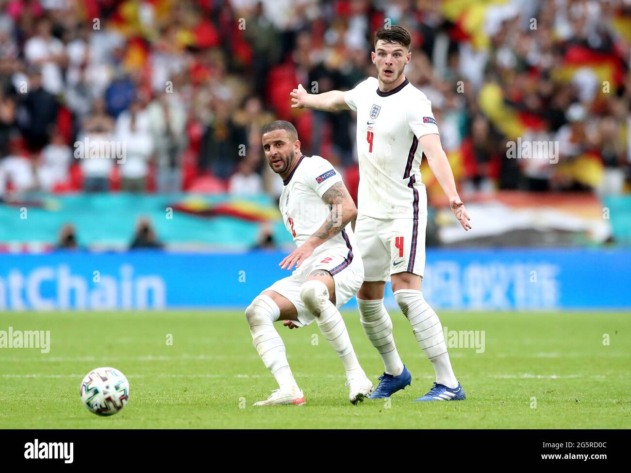 England's Kyle Walker (left) and Declan Rice during the UEFA Euro 2020 ...