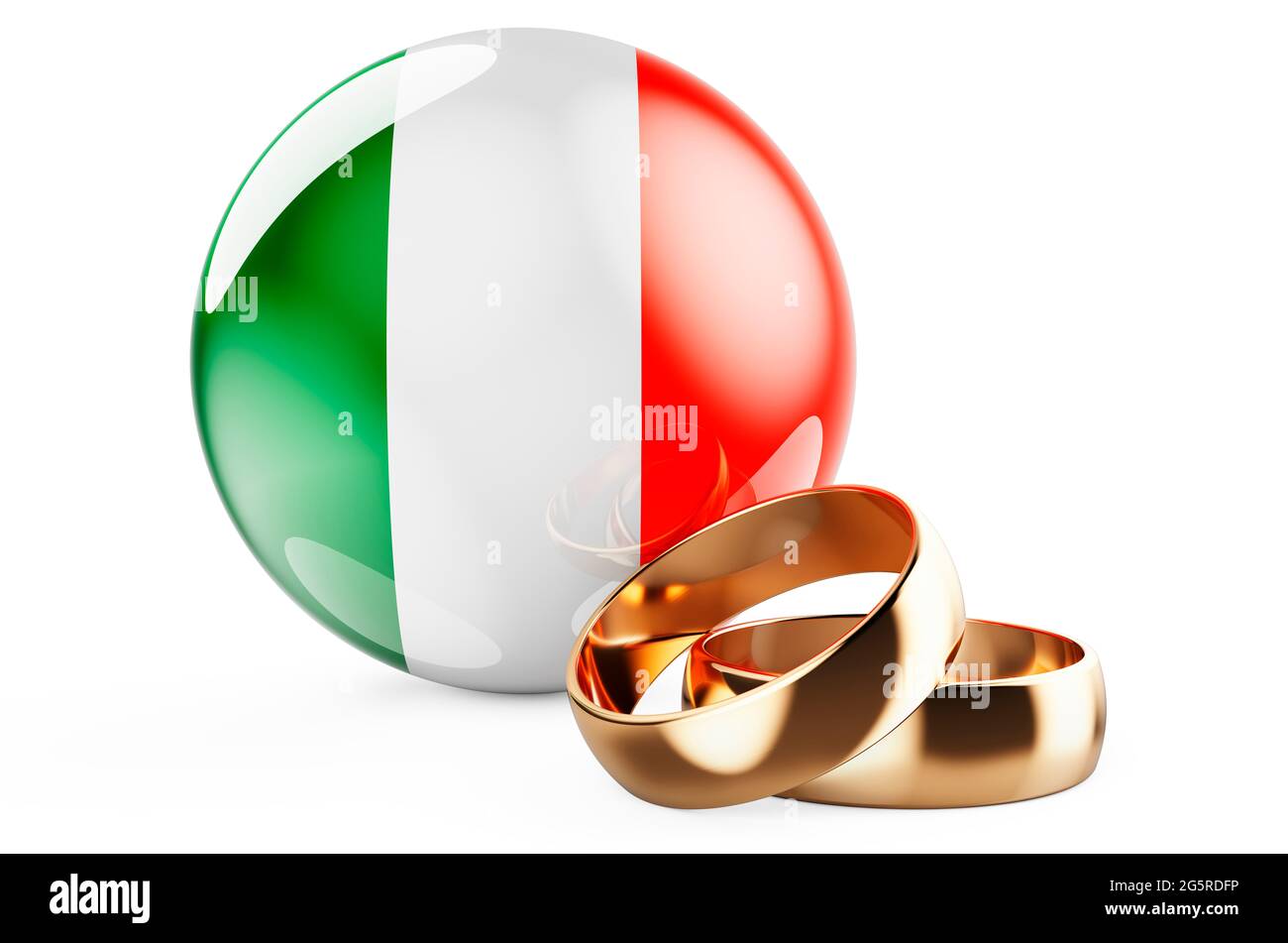 Weddings in Ireland concept. Wedding rings with Irish flag. 3D ...