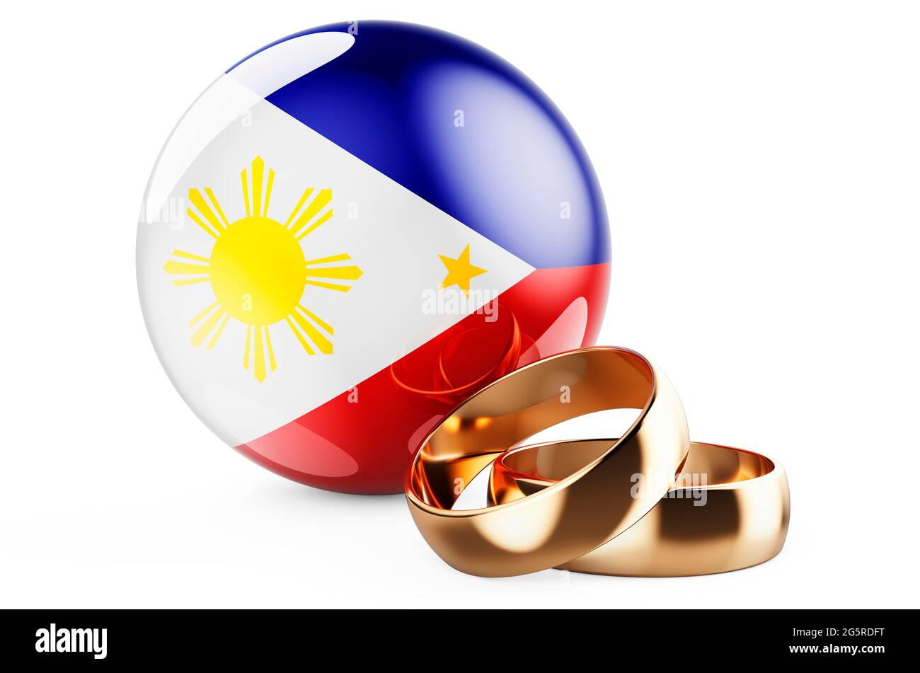 Weddings in Philippines concept. Wedding rings with Filipino flag. 3D ...