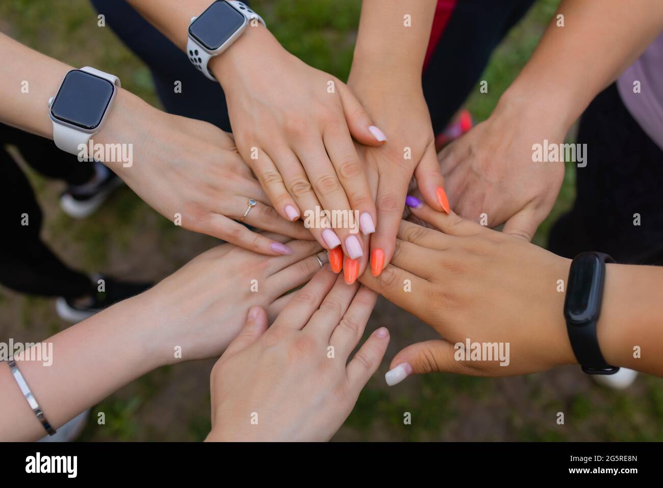 Group of people supporting each others. Concept about team work and ...