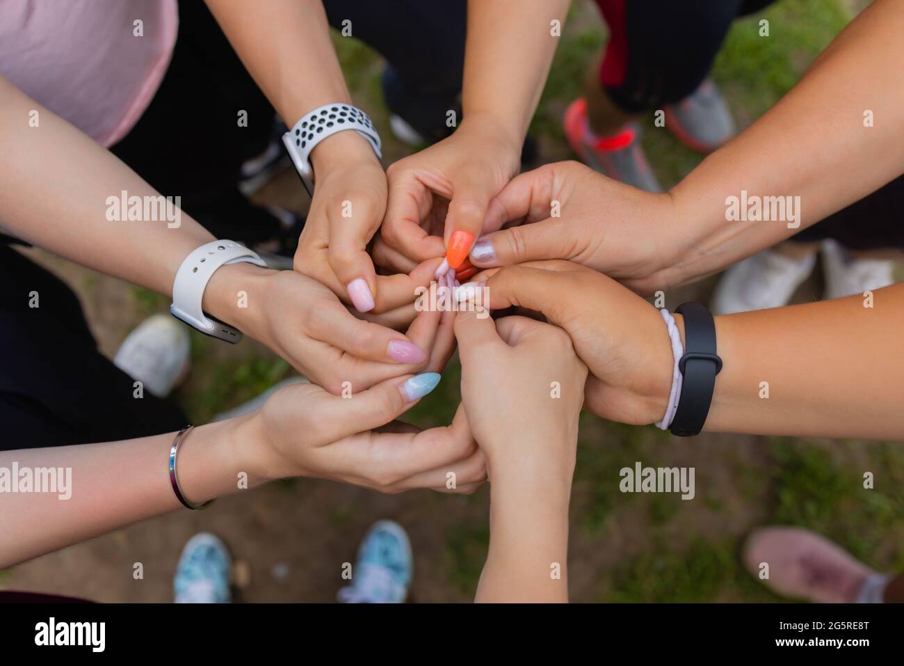 Group of people supporting each others. Concept about team work and ...