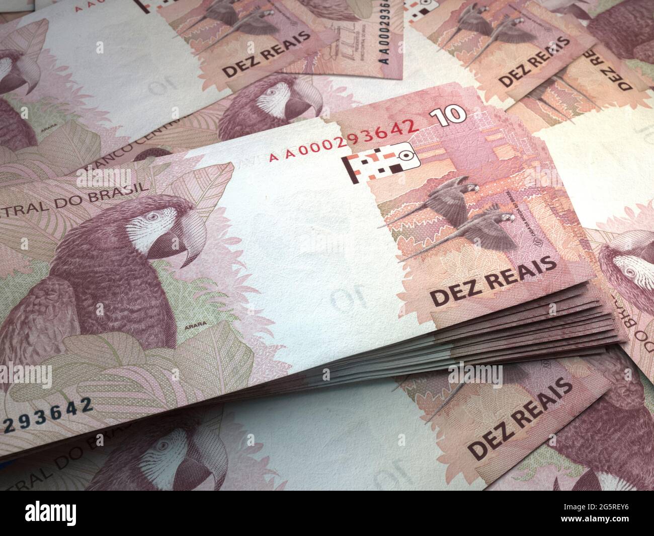 Money of Brazil. Brazilian real bills. BRL banknotes. 10 reals ...