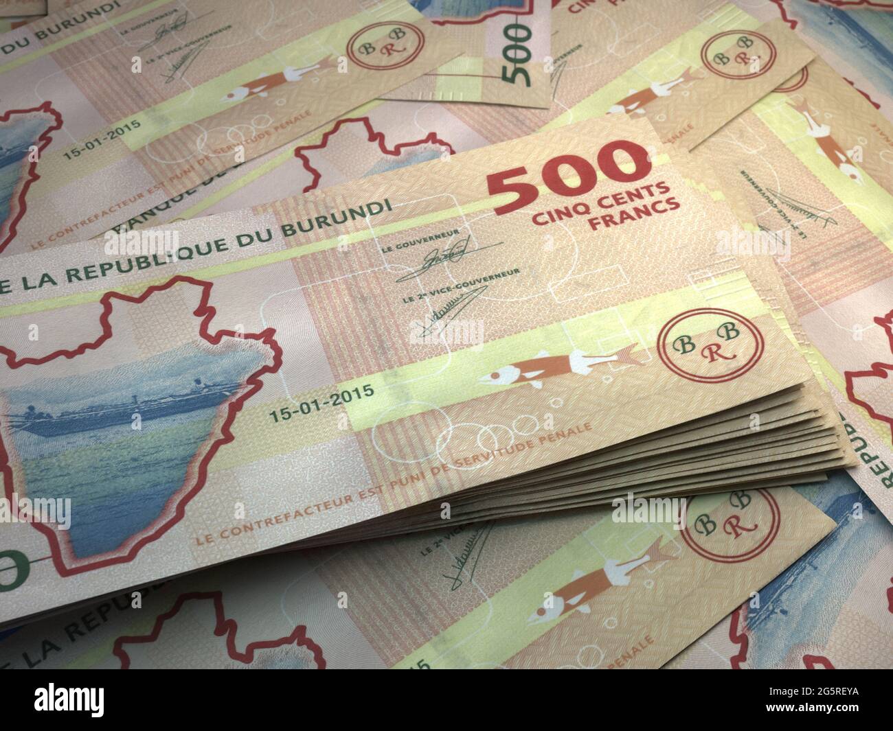 Money of Burundi. Burundian franc bills. BIF banknotes. 500 francs ...