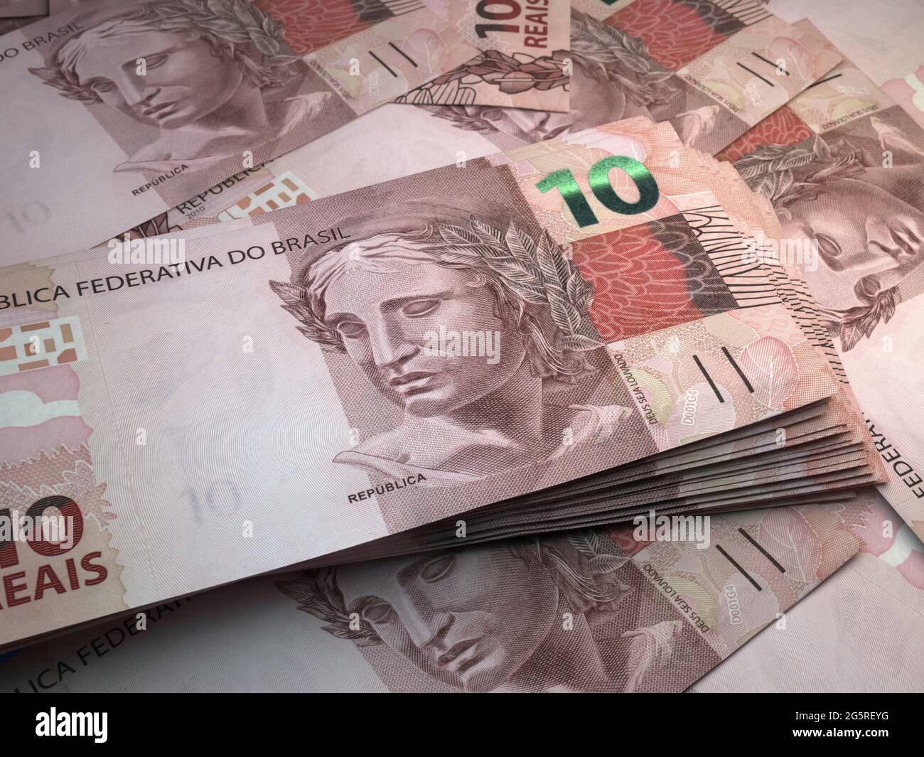 Money of Brazil. Brazilian real bills. BRL banknotes. 10 reals ...