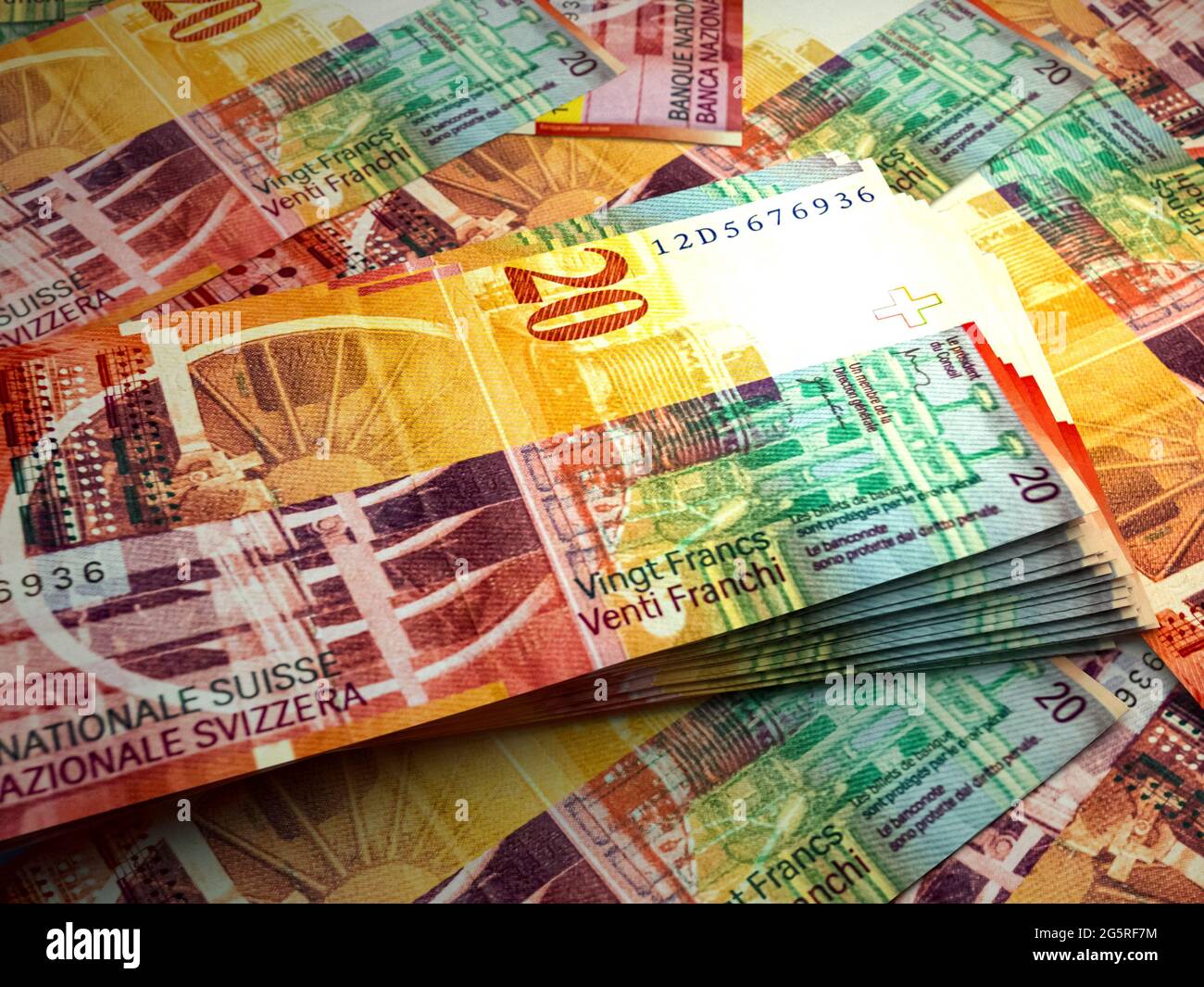Money of Switzerland. Swiss franc bills. CHF banknotes. 20 francs ...