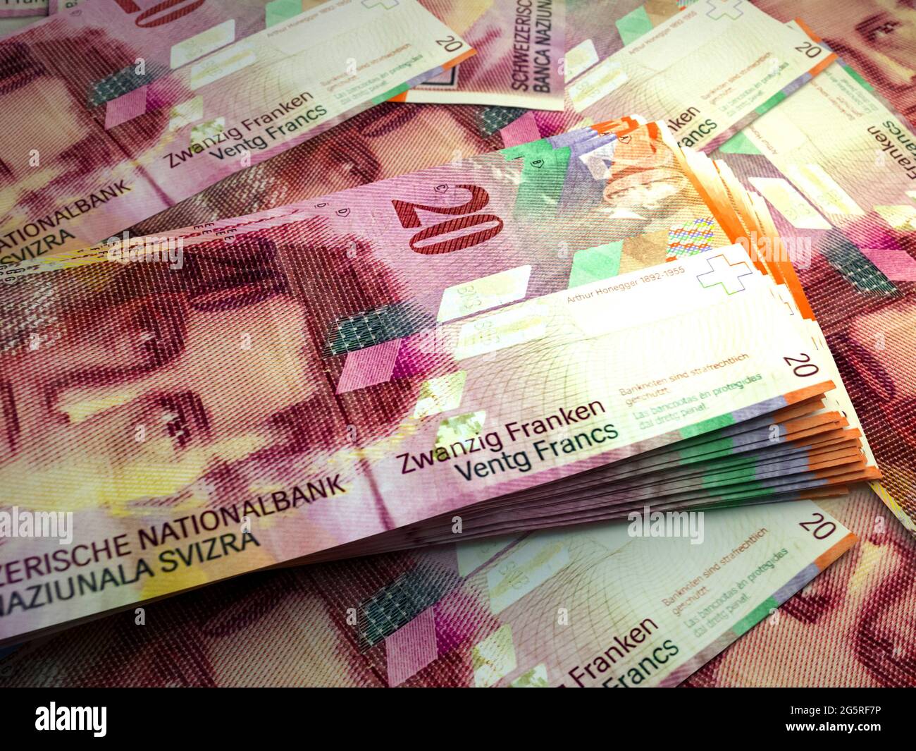 Money of Switzerland. Swiss franc bills. CHF banknotes. 20 francs ...