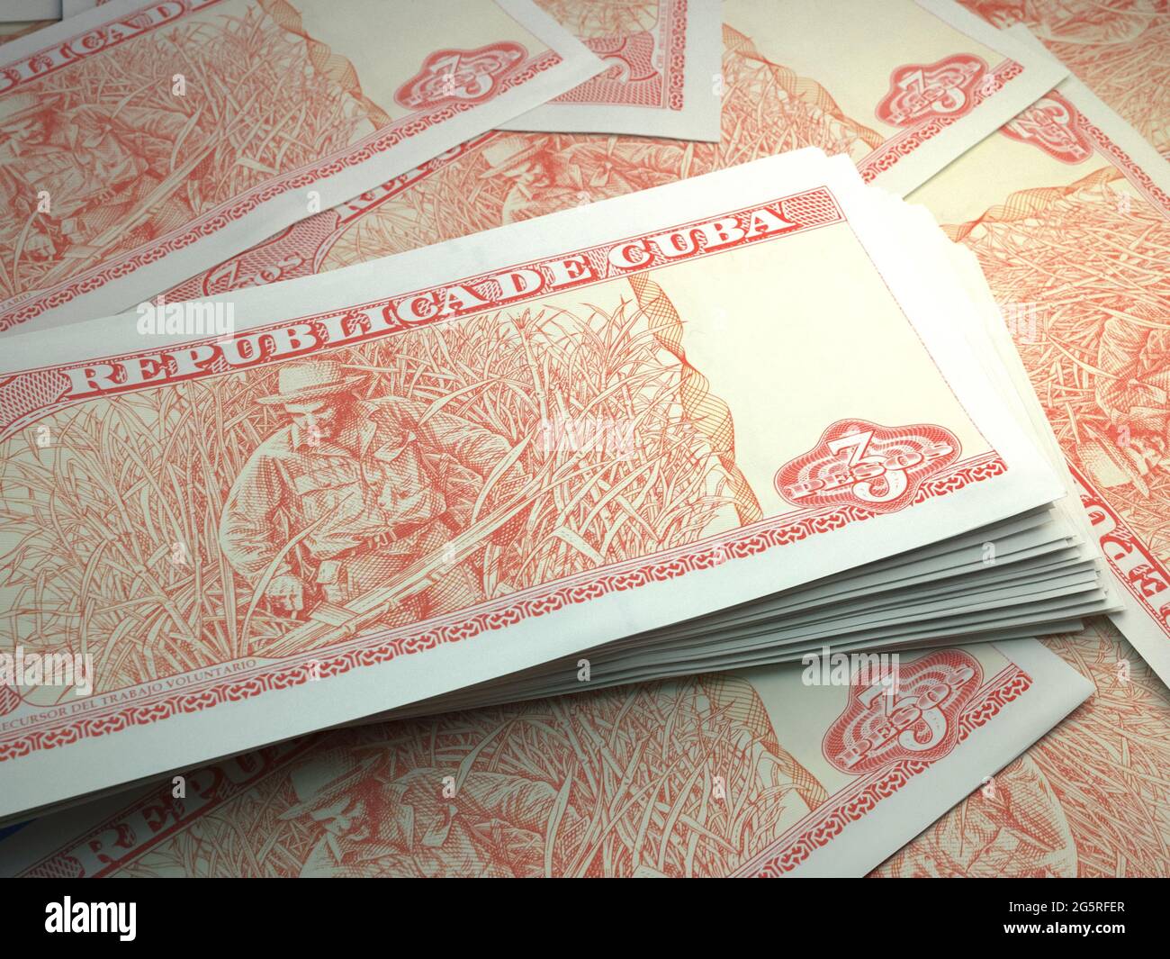 Money of Cuba. Cuban peso bills. CUP banknotes. 3 pesos. Business ...