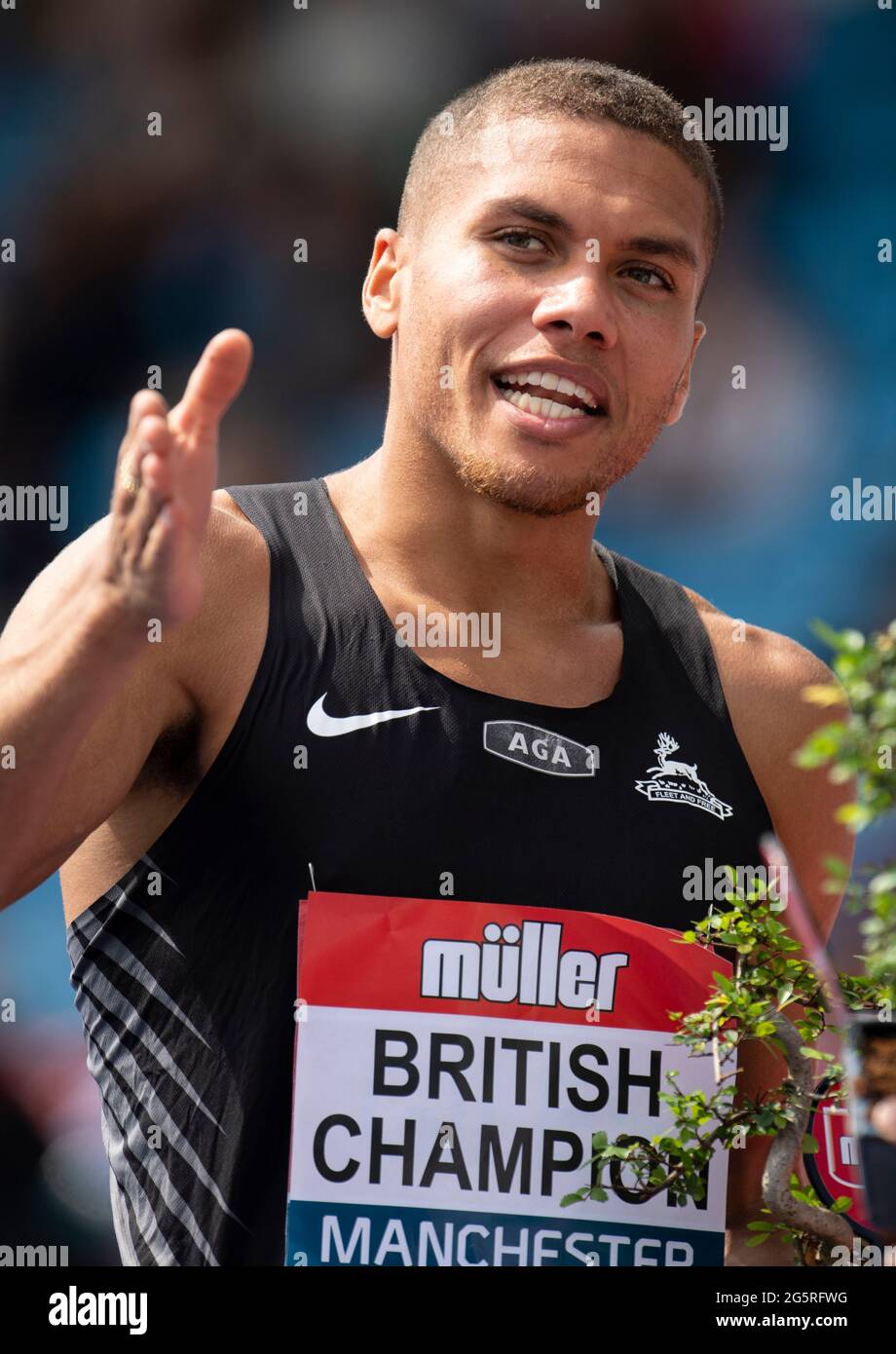 MANCHESTER - ENGLAND 25/27 JUN 21: Elliot Giles walks off the track ...