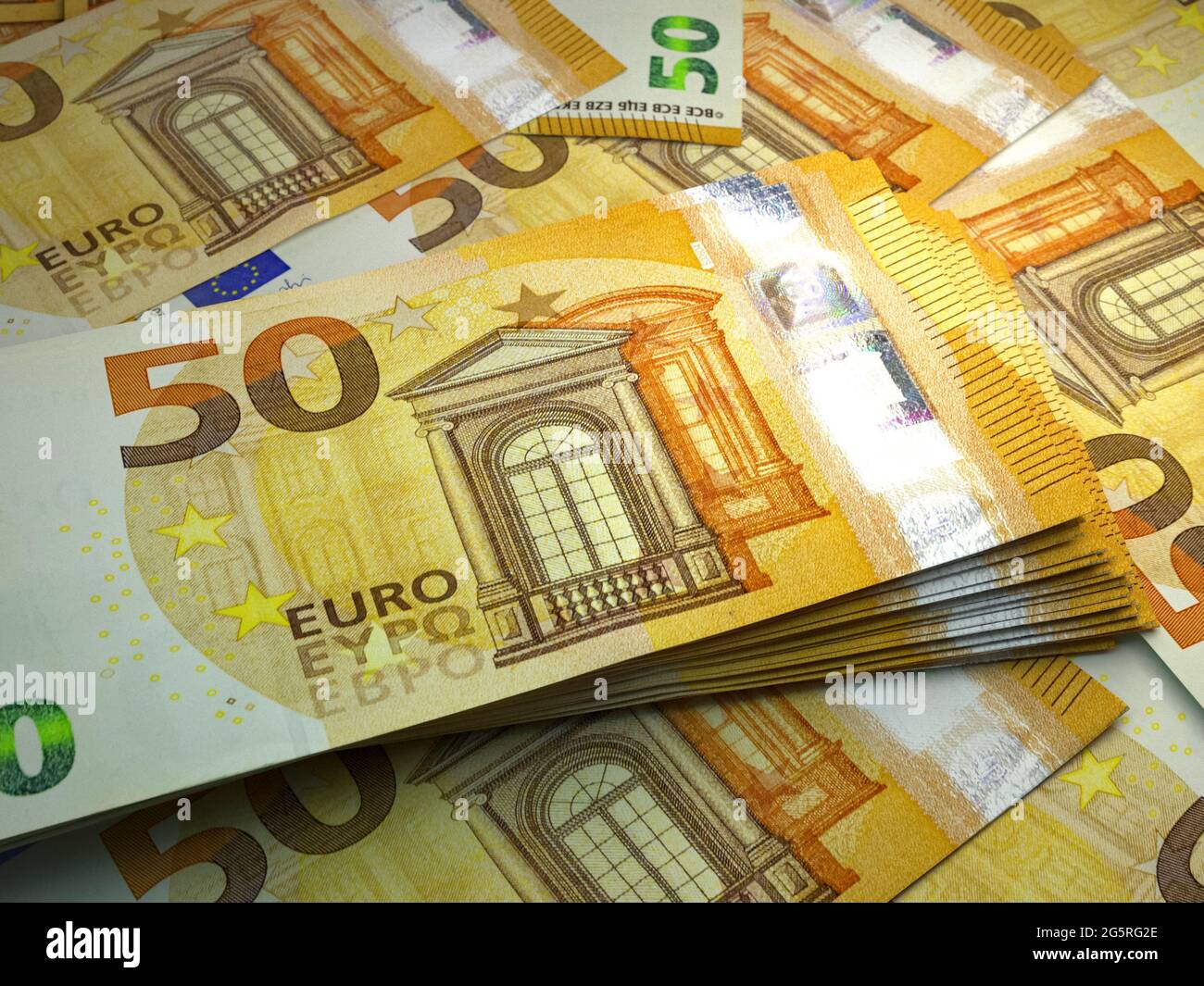 Money of European Union. European euro bills. EUR banknotes. 50 euro ...
