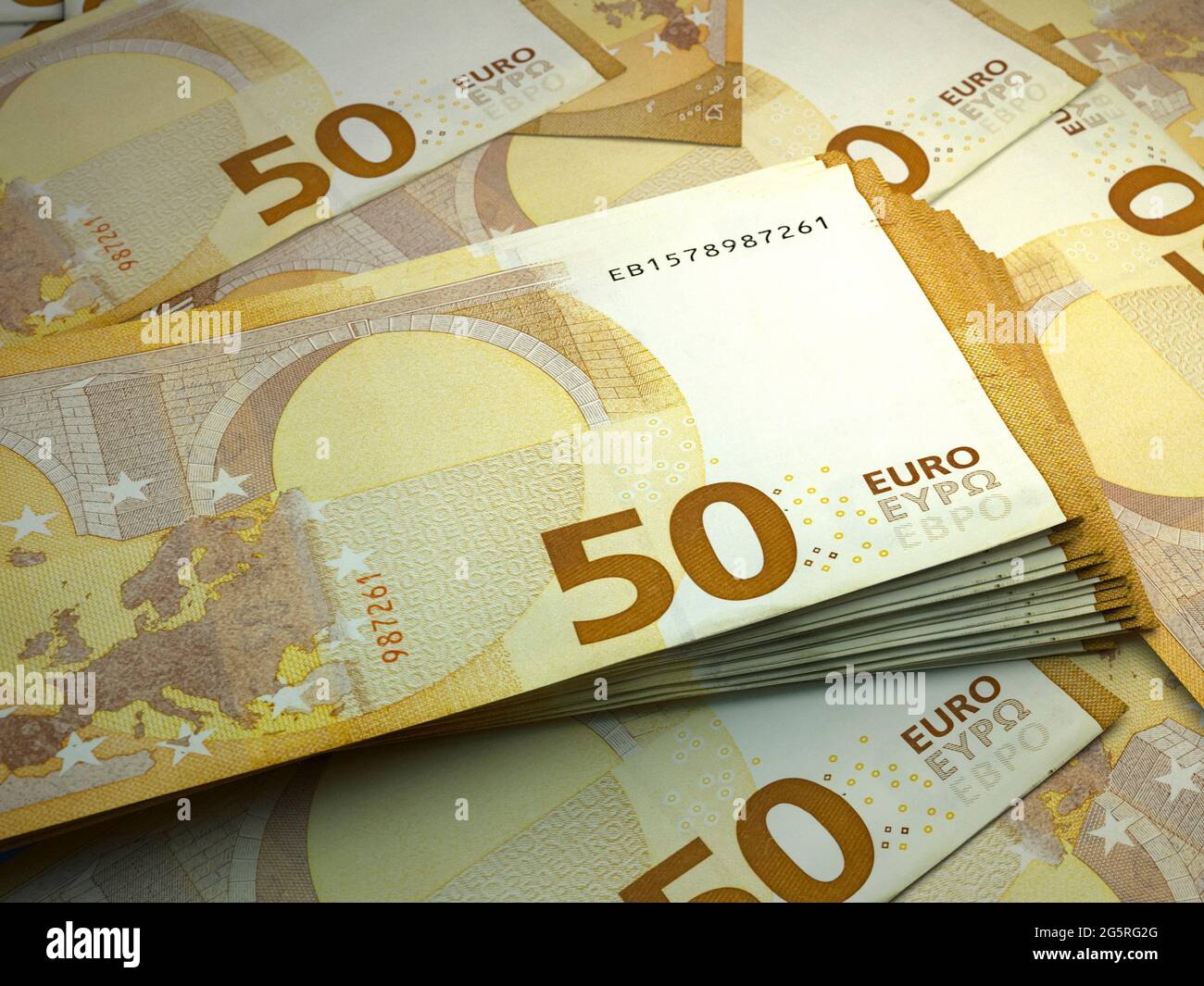 Money of European Union. European euro bills. EUR banknotes. 50 euro ...