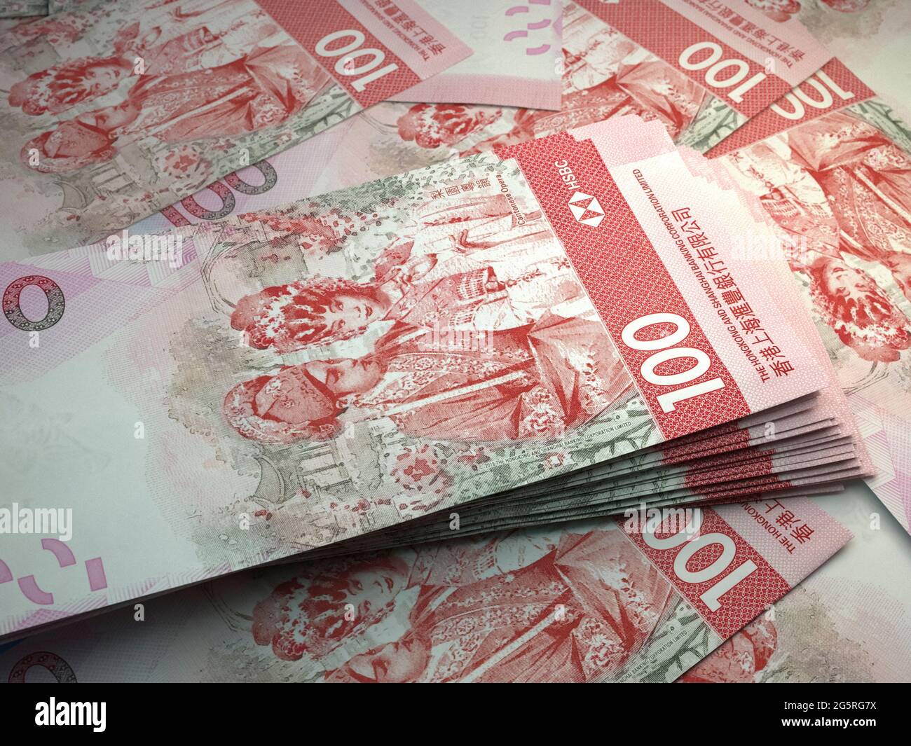 Money of Hong Kong. Hong Kong dollar bills. HKDHSBC banknotes. 100 ...
