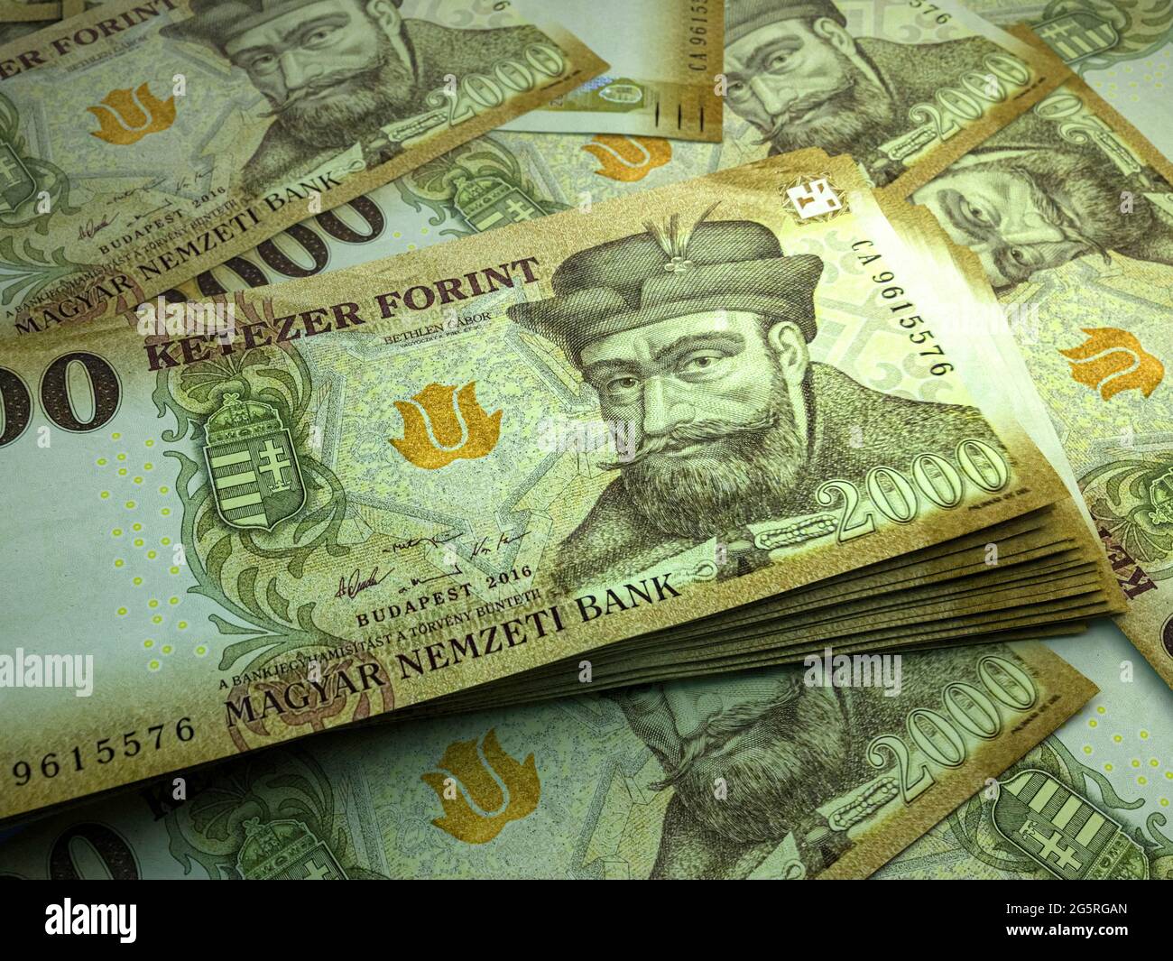 Money of Hungary. Hungarian forint bills. HUF banknotes. 2000 forintok ...