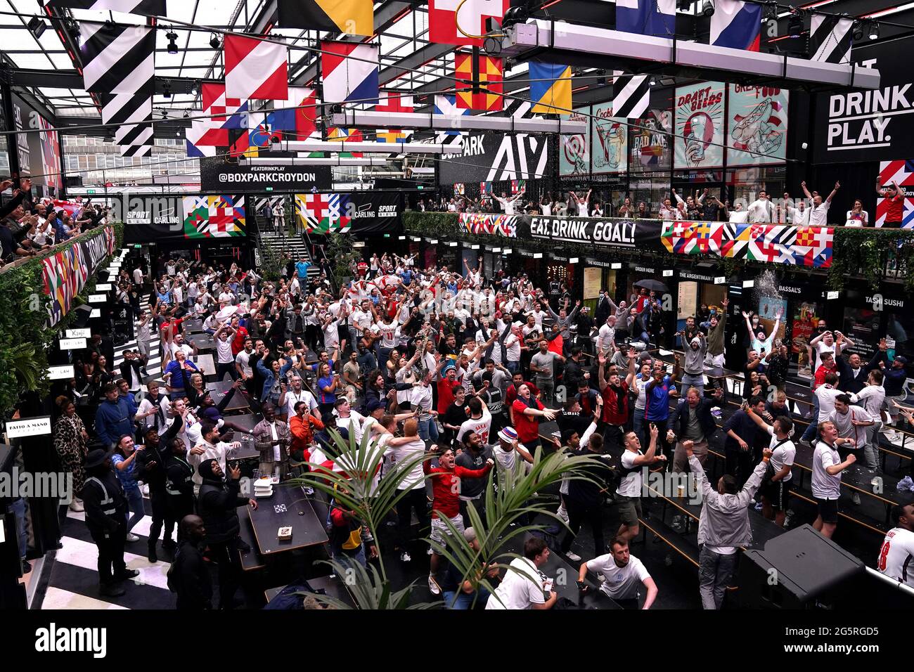England fans celebrate victory after watching the UEFA Euro 2020 round ...