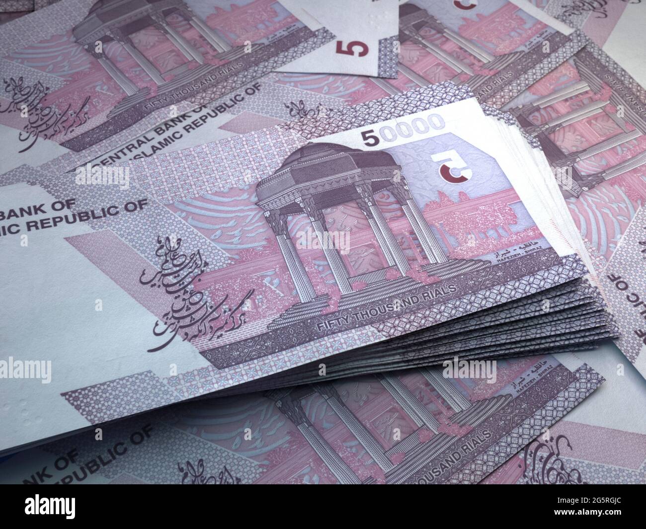 Money of Iran. Iranian rial bills. IRR banknotes. 50000 rials. Business ...