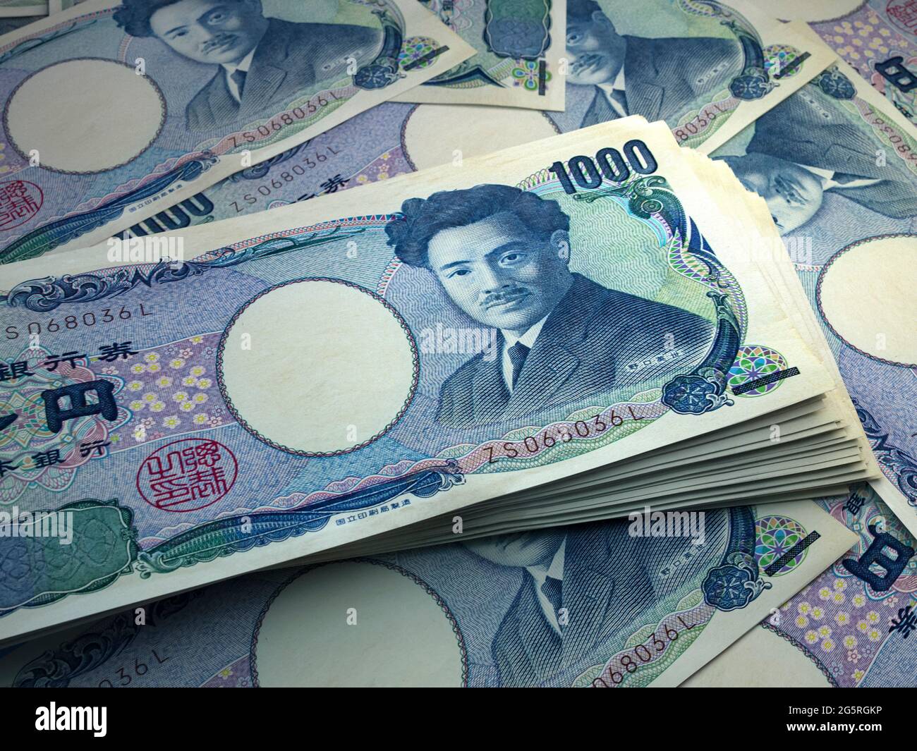 Money of Japan. Japanese yen bills. JPY banknotes. 1000 yuan. Business ...