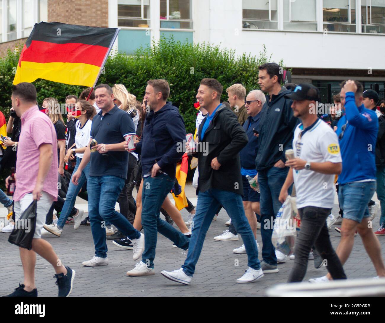 London, UK. 29th June, 2021. fans pre game Build up to England v ...