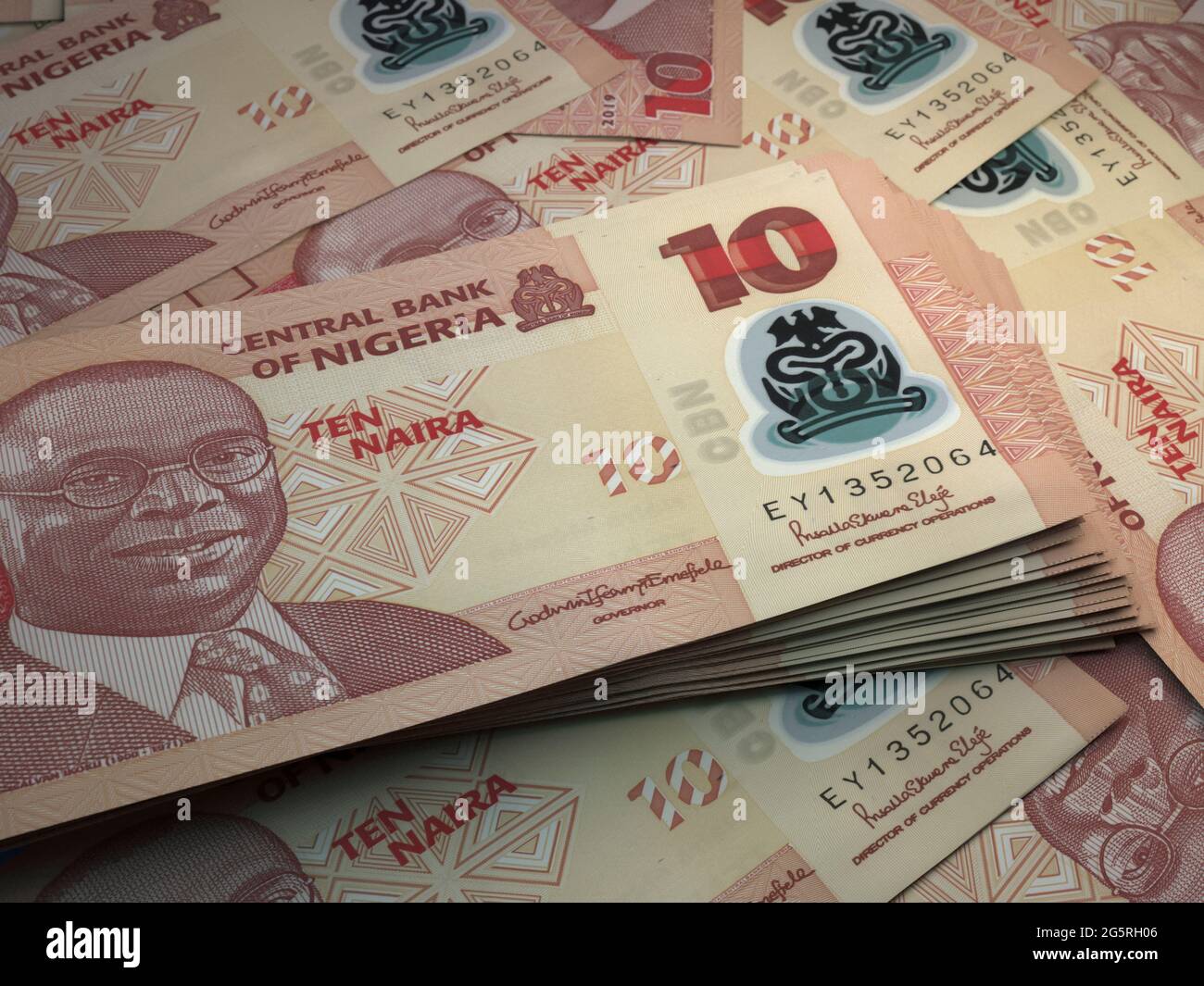 Money of Nigeria. Nigerian naira bills. NGN banknotes. 10 polymer ...
