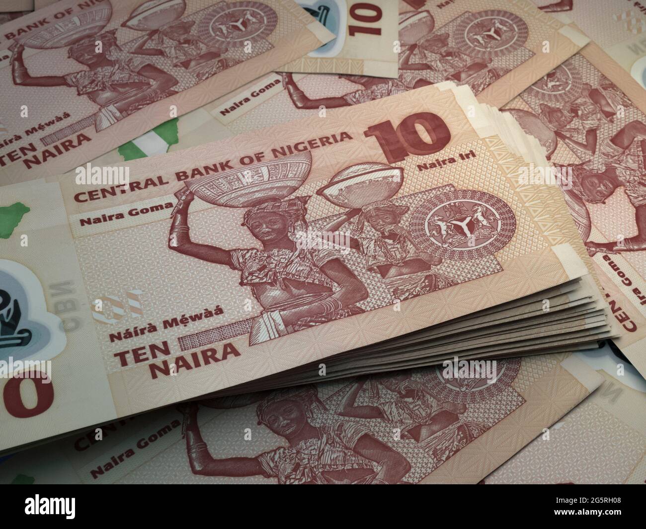 Money of Nigeria. Nigerian naira bills. NGN banknotes. 10 polymer ...