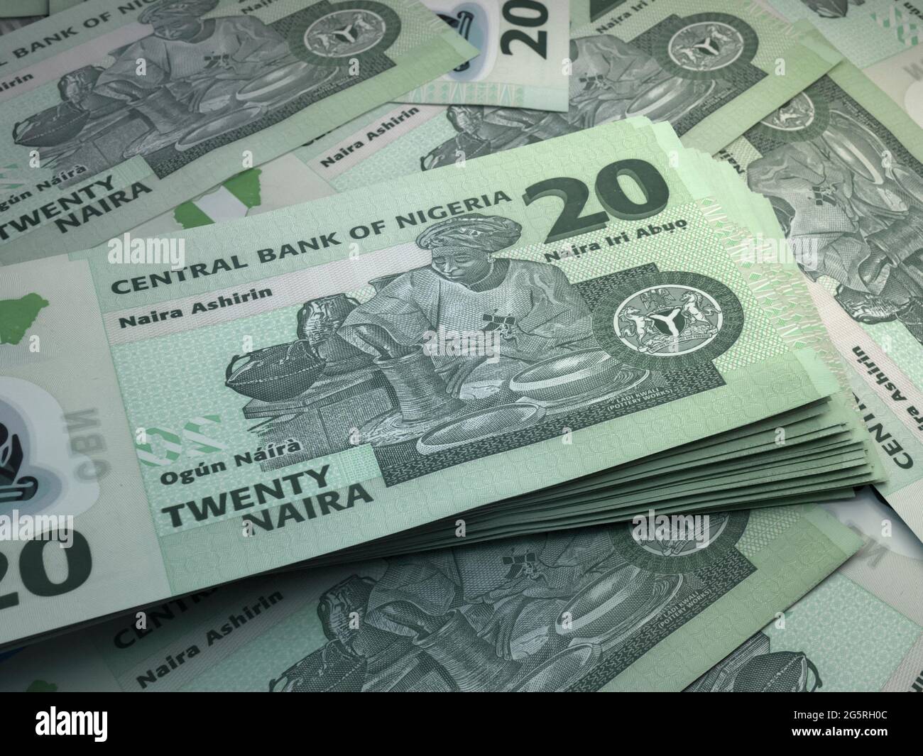 Money of Nigeria. Nigerian naira bills. NGN banknotes. 20 polymer ...