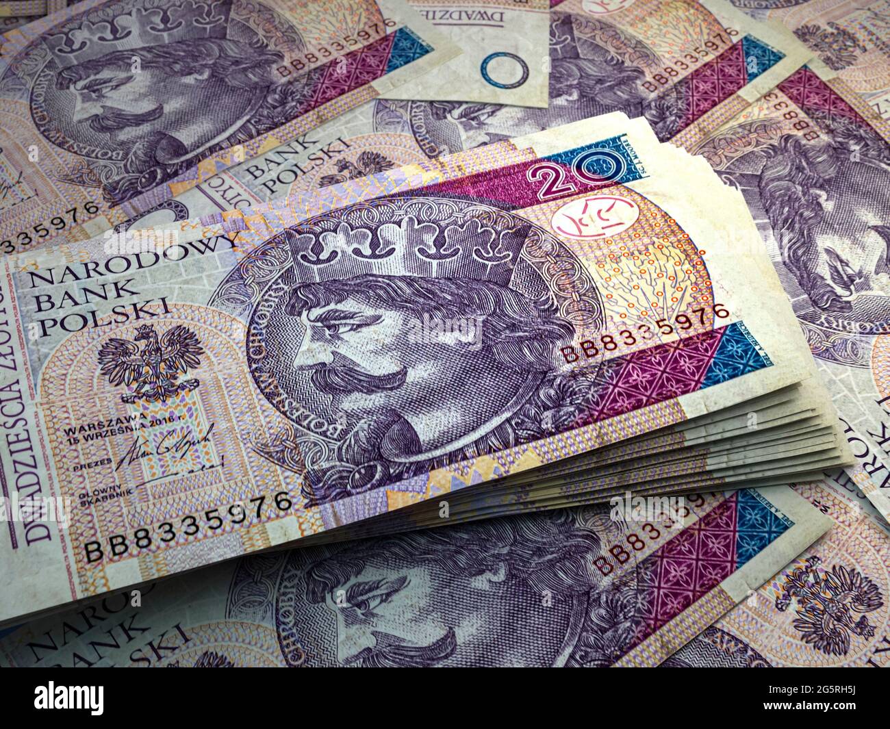 Money of Poland. Polish zloty bills. PLN banknotes. 20 zlotych ...