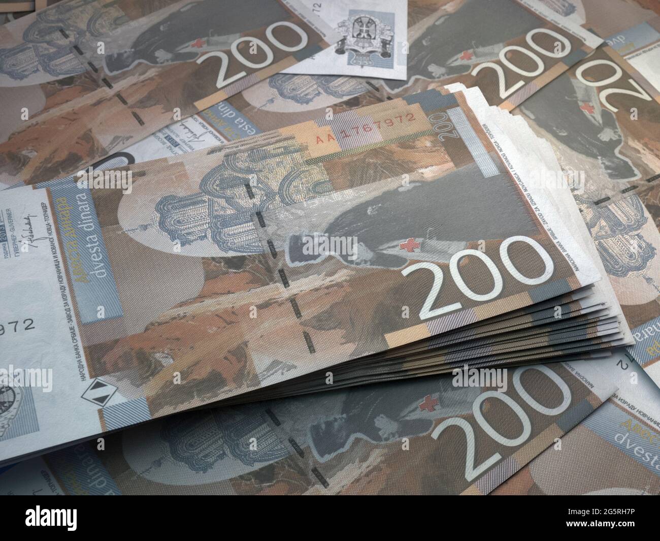Money of Serbia. Serbian dinar bills. RSD banknotes. 200 dinari ...