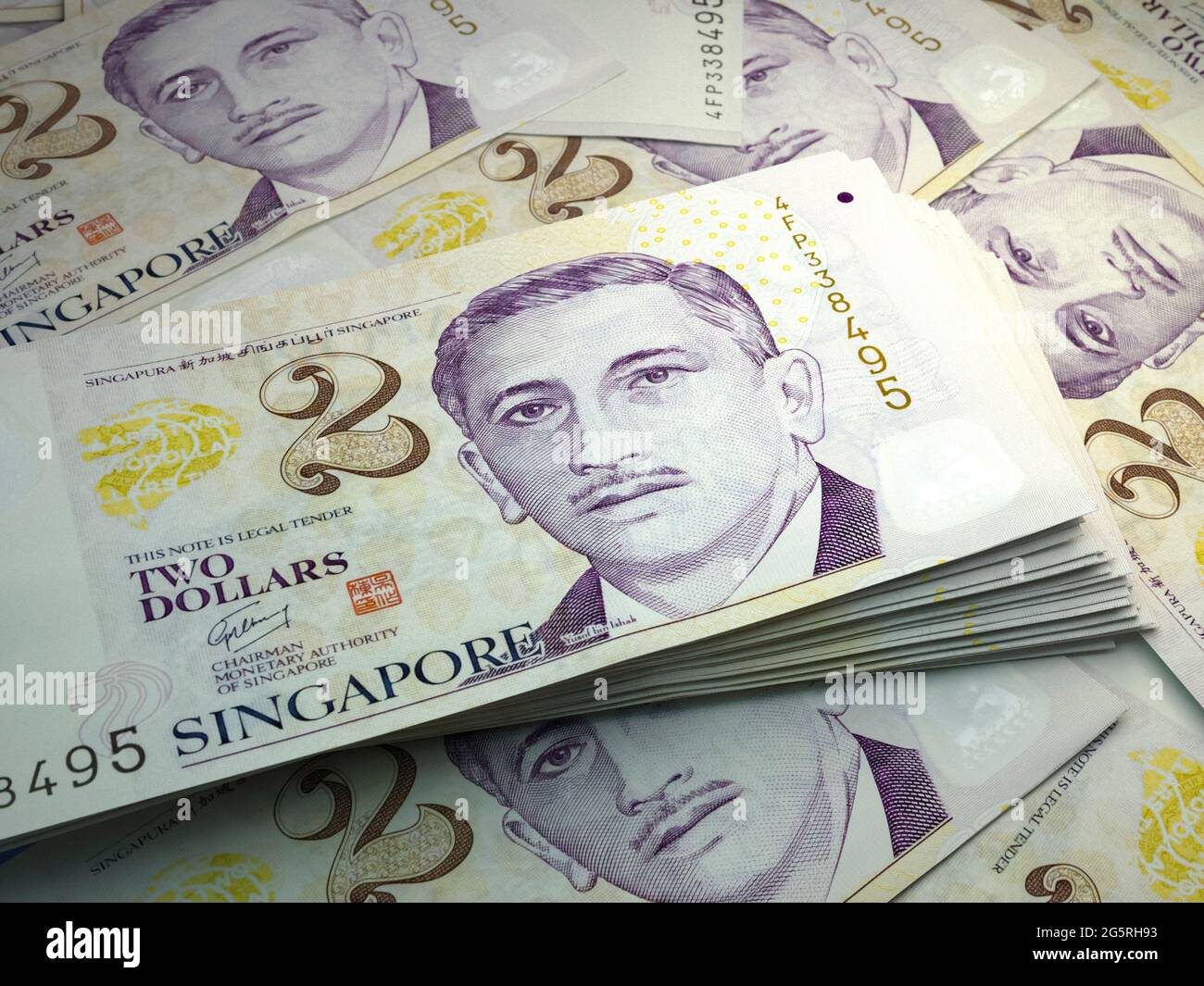 Money of Singapore. Singapore dollar bills. SGD banknotes. 2 dollars ...