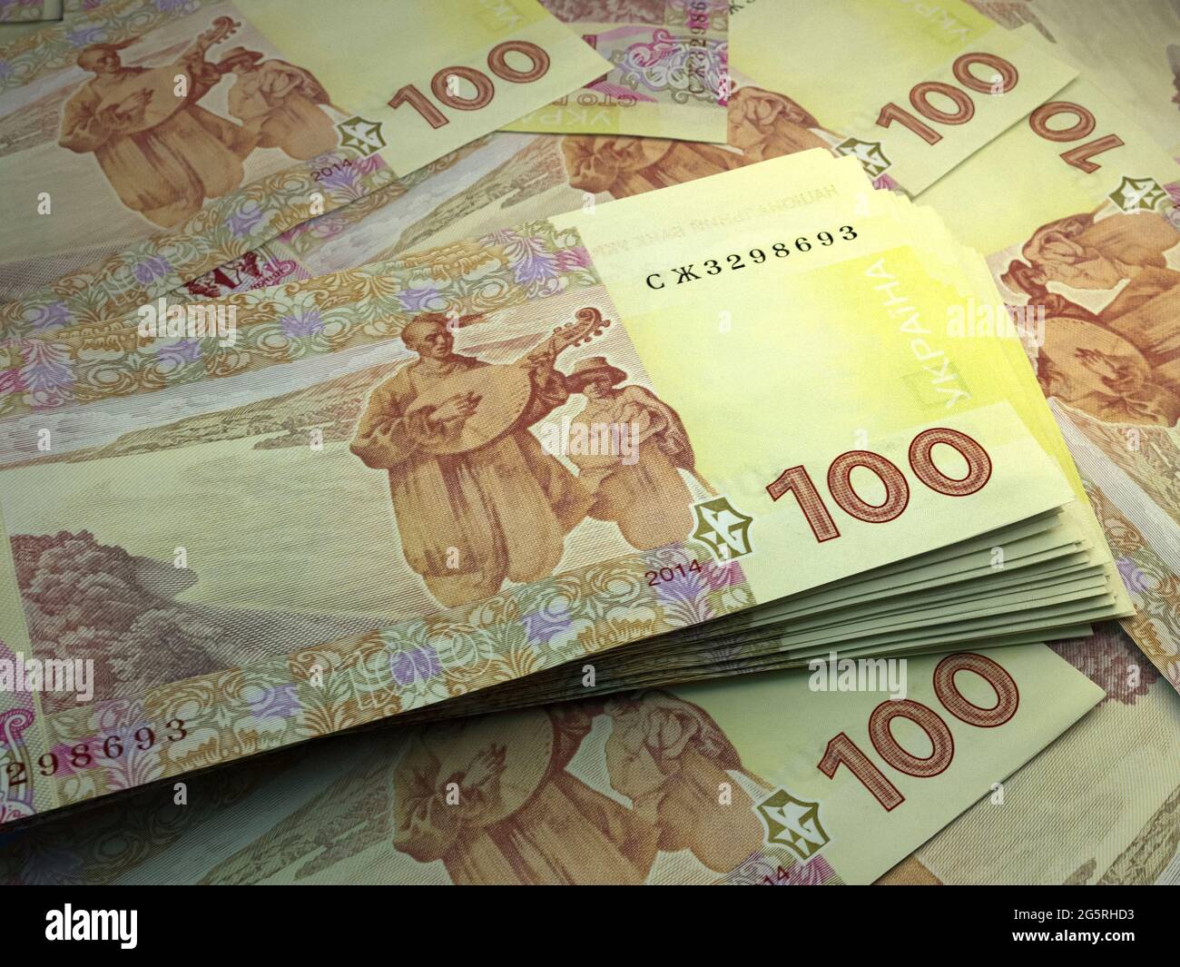 Money of Ukraine. Ukrainian hryvnia bills. UAH banknotes. 100 hryvni ...