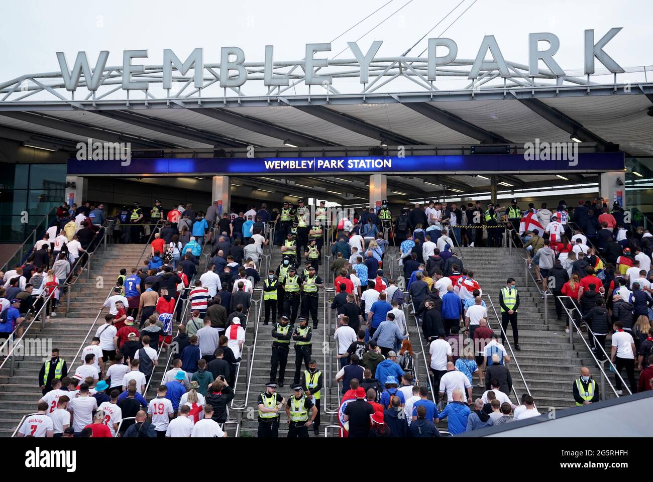 Fans leave Wembley stadium following the UEFA Euro 2020 round of 16 ...