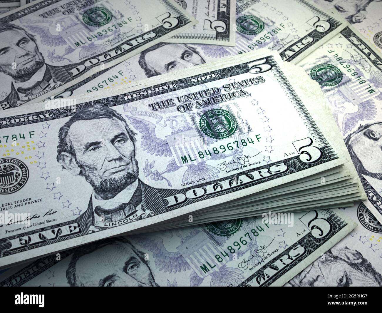 Money of United States. United States dollar bills. USD banknotes. 5 ...