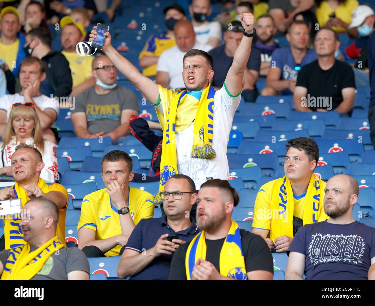 Ukraine fans shows their support prior to the UEFA Euro 2020 round of ...