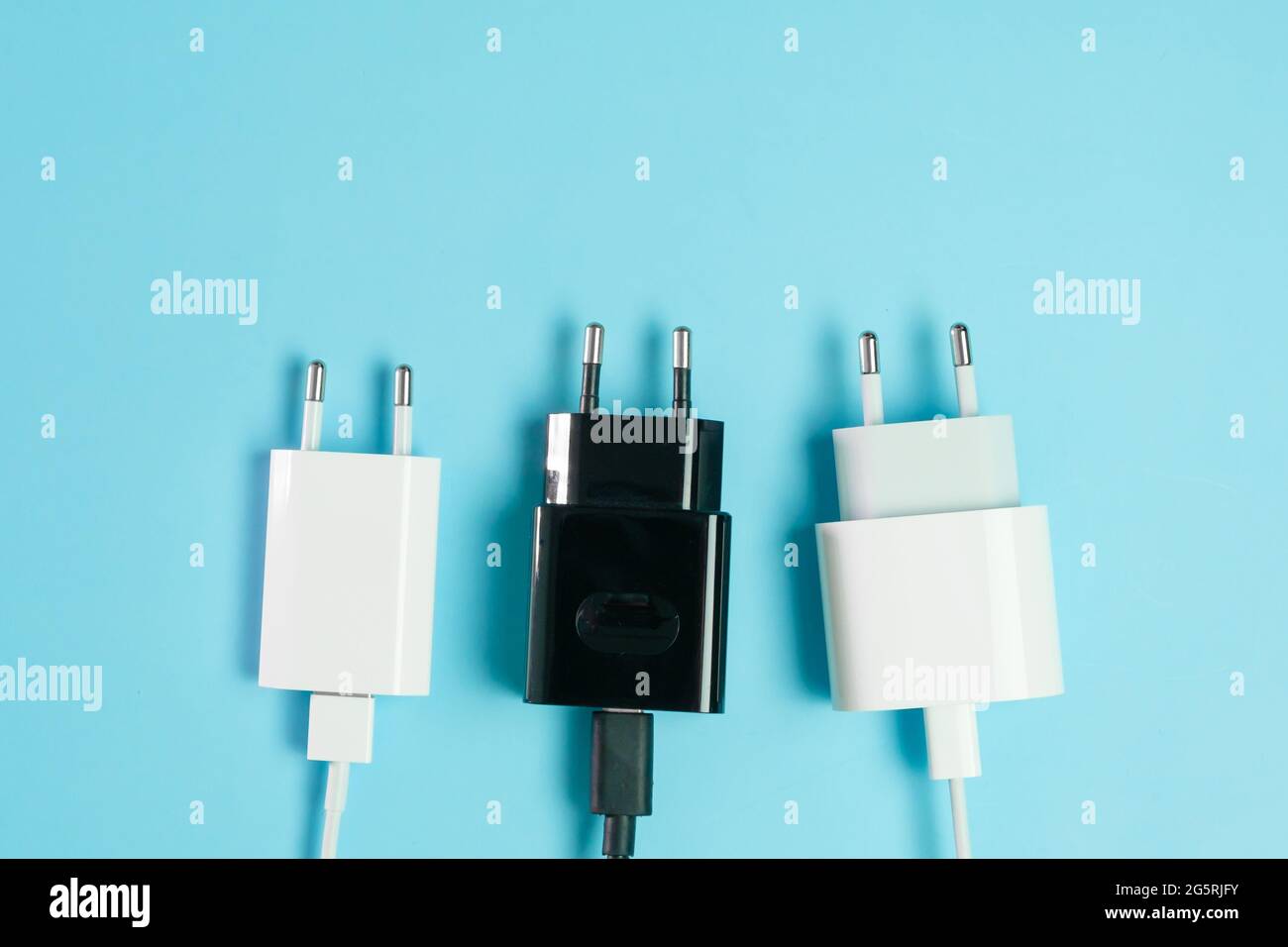 Power plugs with USB A and USB type C connectors from smartphone ...