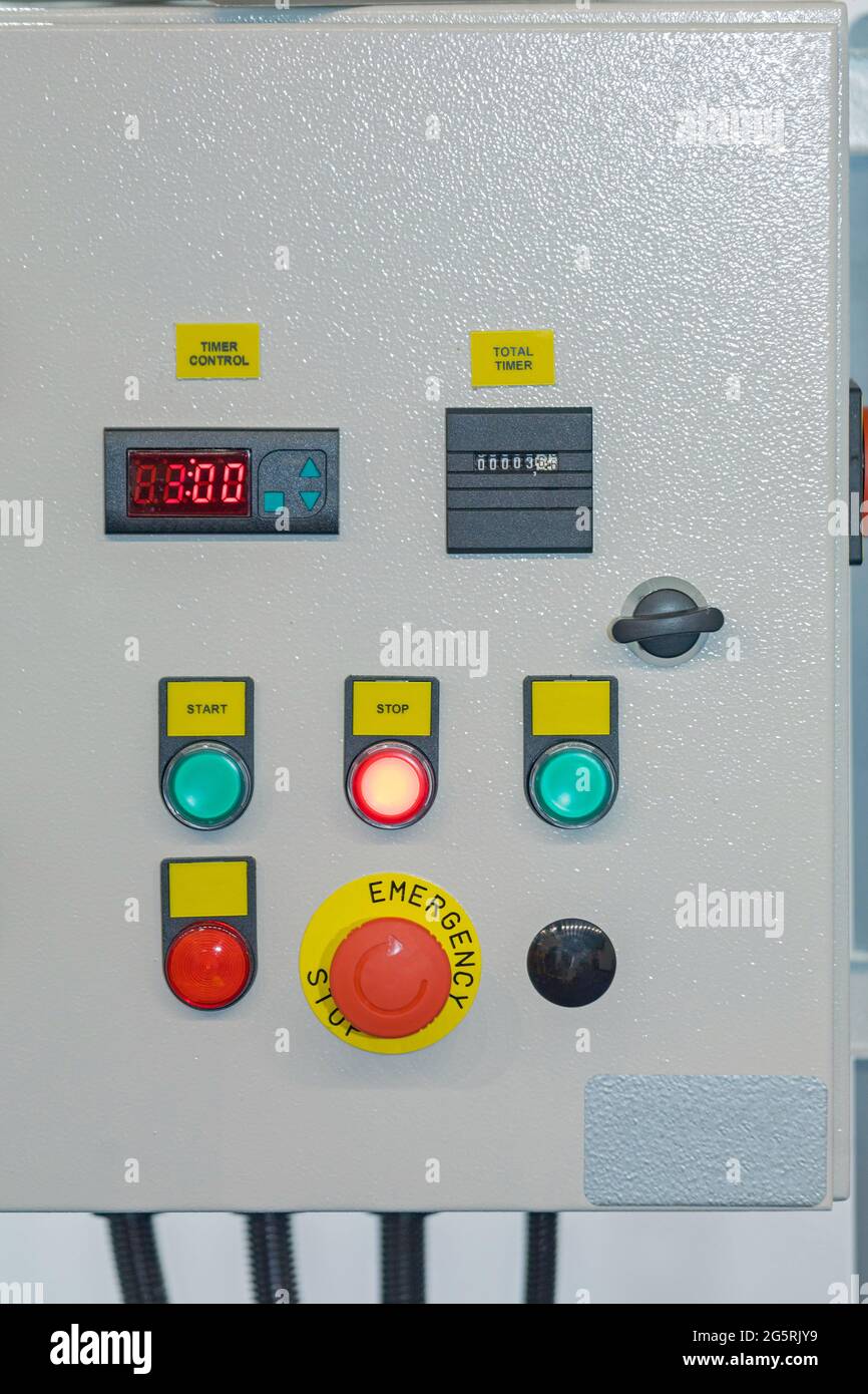 Control Panel Electric Box With Hour Timer Gauge Stock Photo - Alamy