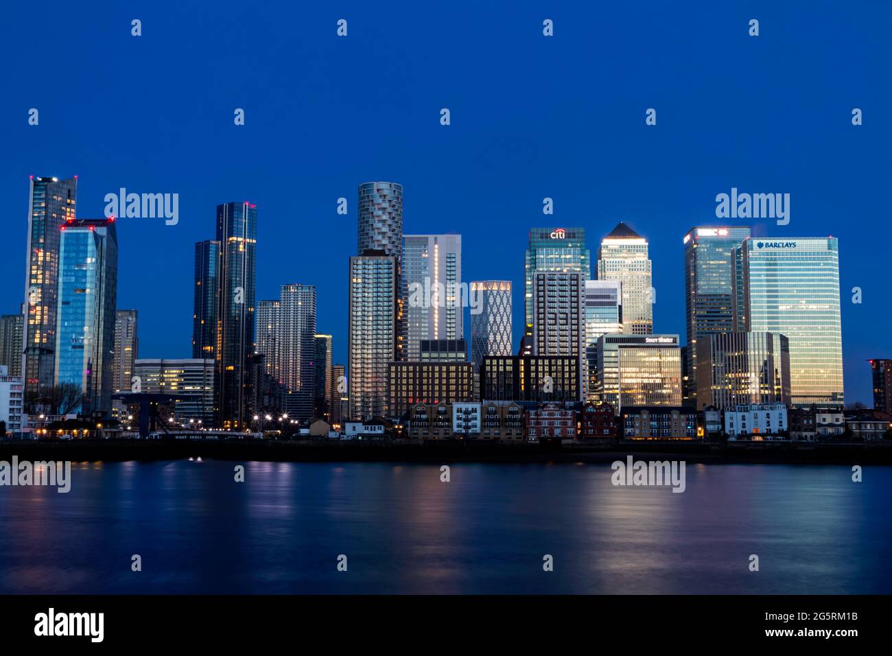 England, London, Docklands, River Thames and The Modern Canary Wharf ...