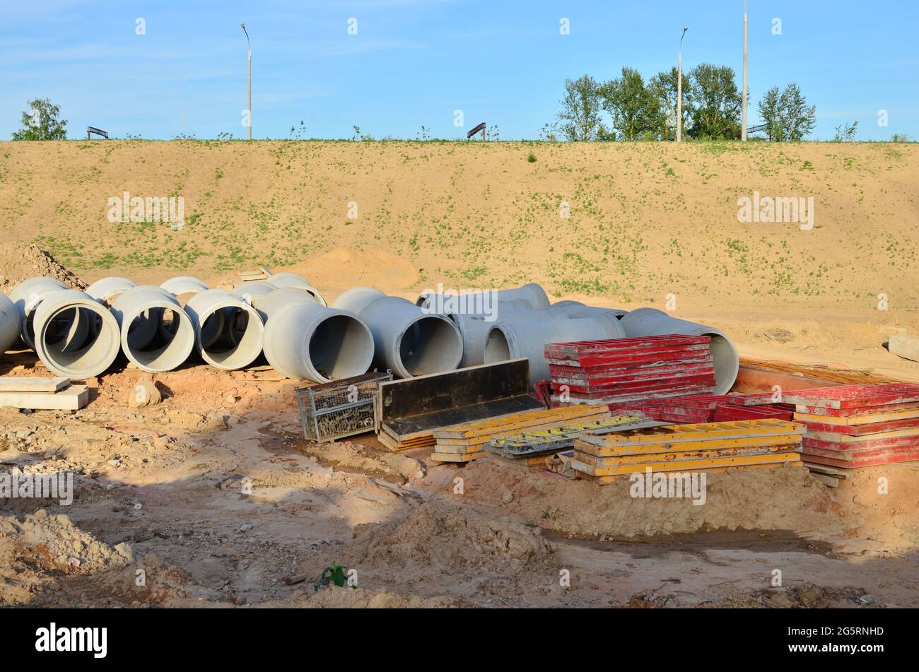 Laying or replacement of underground storm sewer pipes. Installation of ...