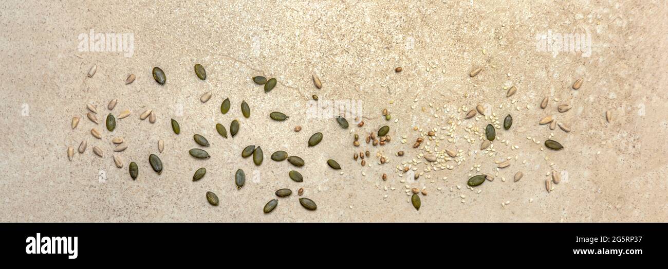 Various seeds on a marble background. Assortment, seeds set, healthy ...