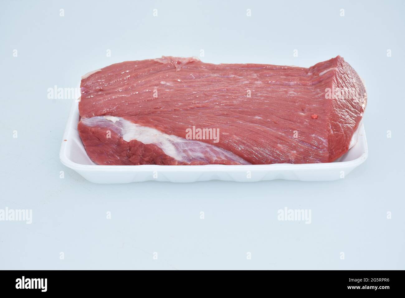 lamb tenderloin meat in plate closeup white background,raw mutton ...