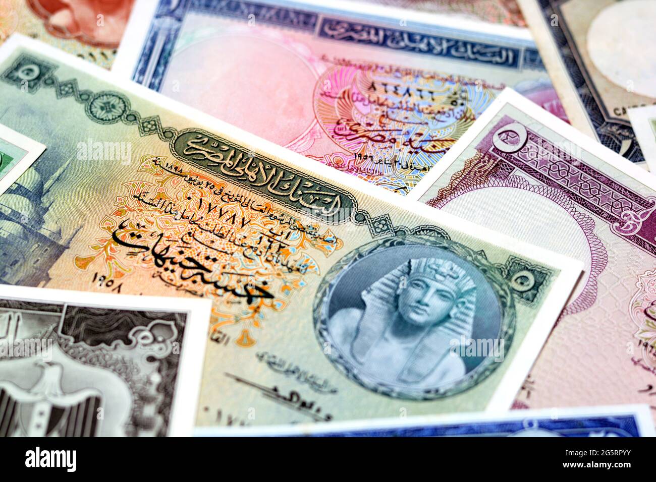 Selective focus of old Egyptian money banknotes, Leftover Egyptian ...