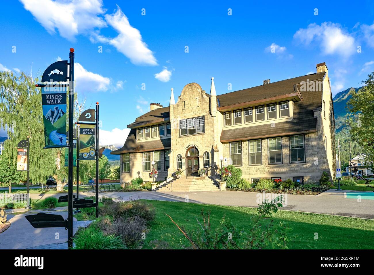 Miners Walk, City Hall, Fernie, British Columbia, Canada Stock Photo ...