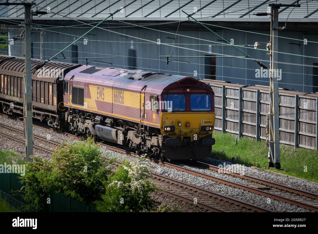 DB Schenker (Ex EWS) Class 66 - 66056 passing DIRFT Stock Photo - Alamy