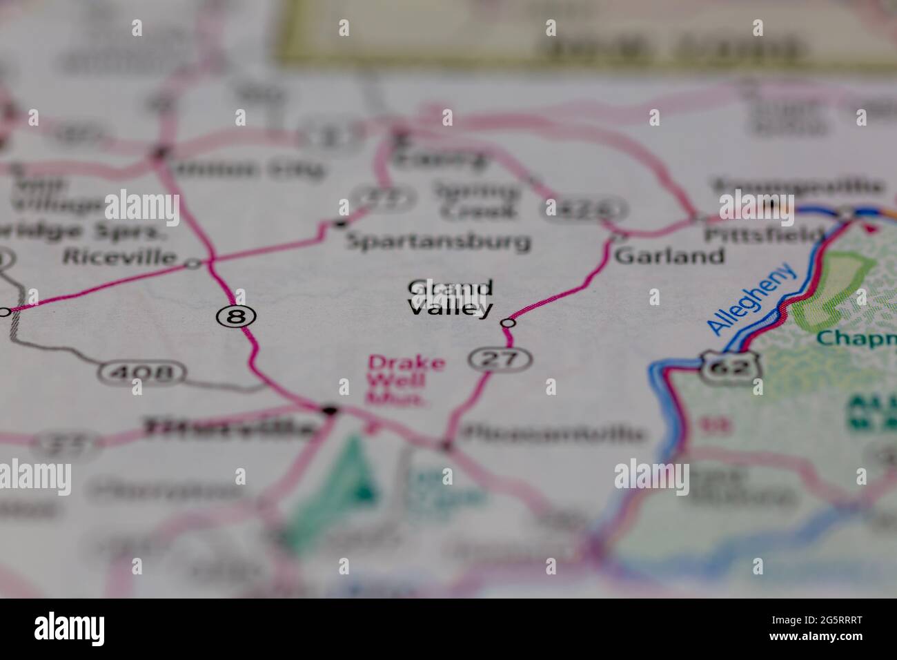 Grand Valley Pennsylvania USA shown on a Geography map or Road map ...