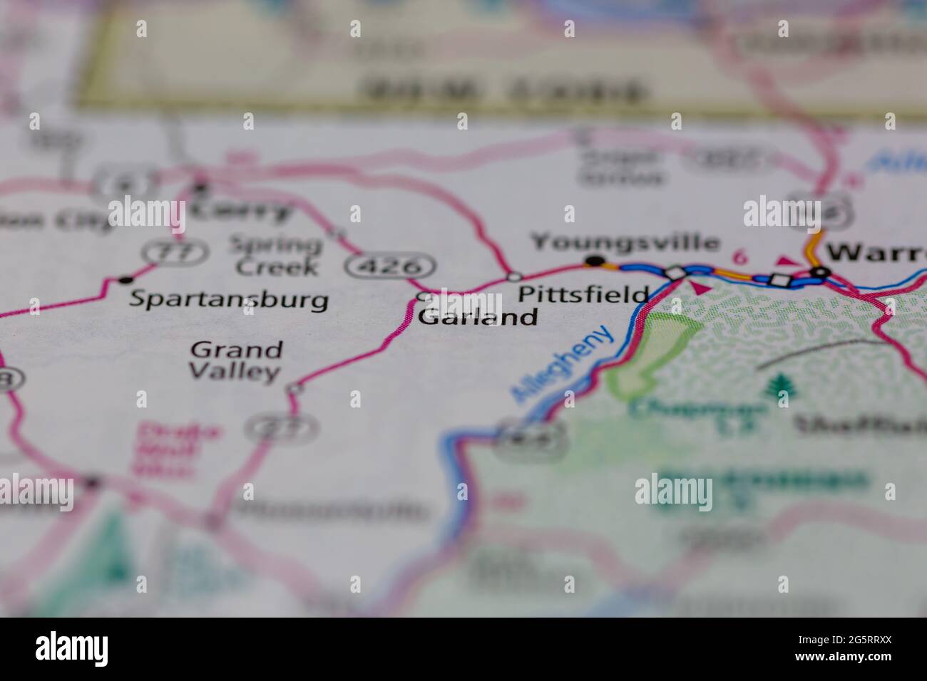 Garland Pennsylvania USA shown on a Geography map or Road map Stock ...