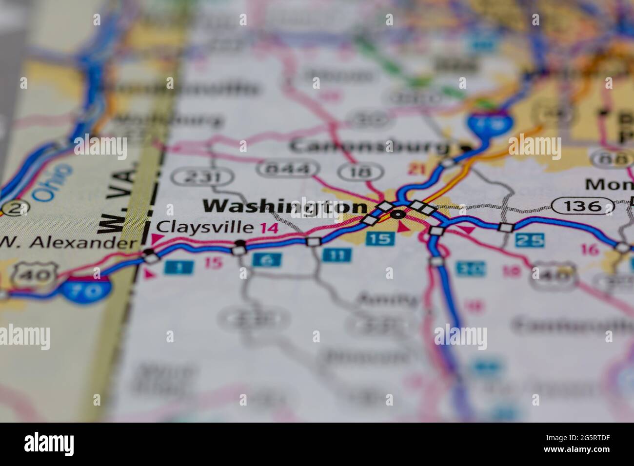 Washington Pennsylvania USA shown on a Geography map or Road map Stock ...