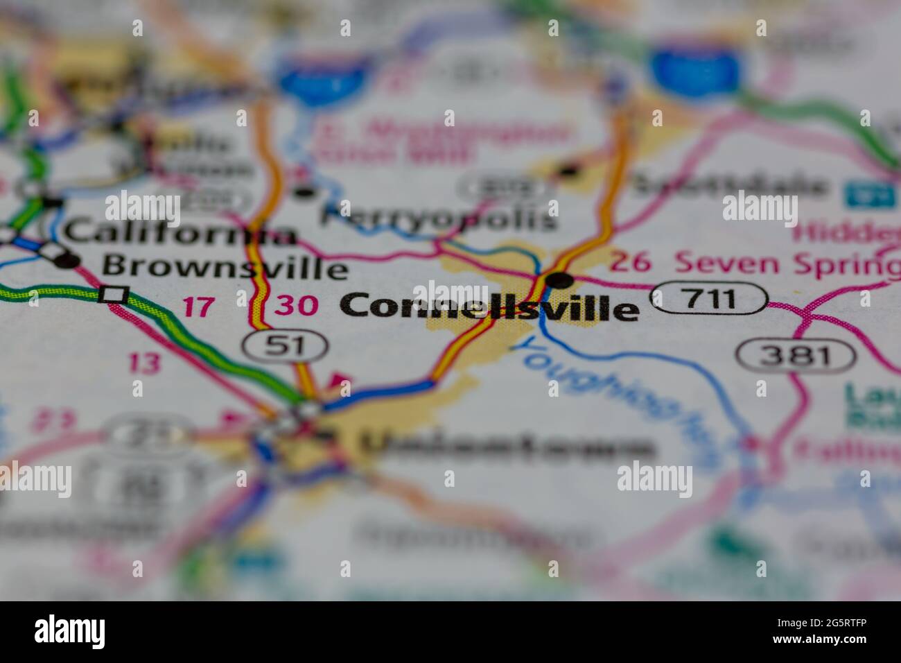 Connellsville Pennsylvania USA shown on a Geography map or Road map ...