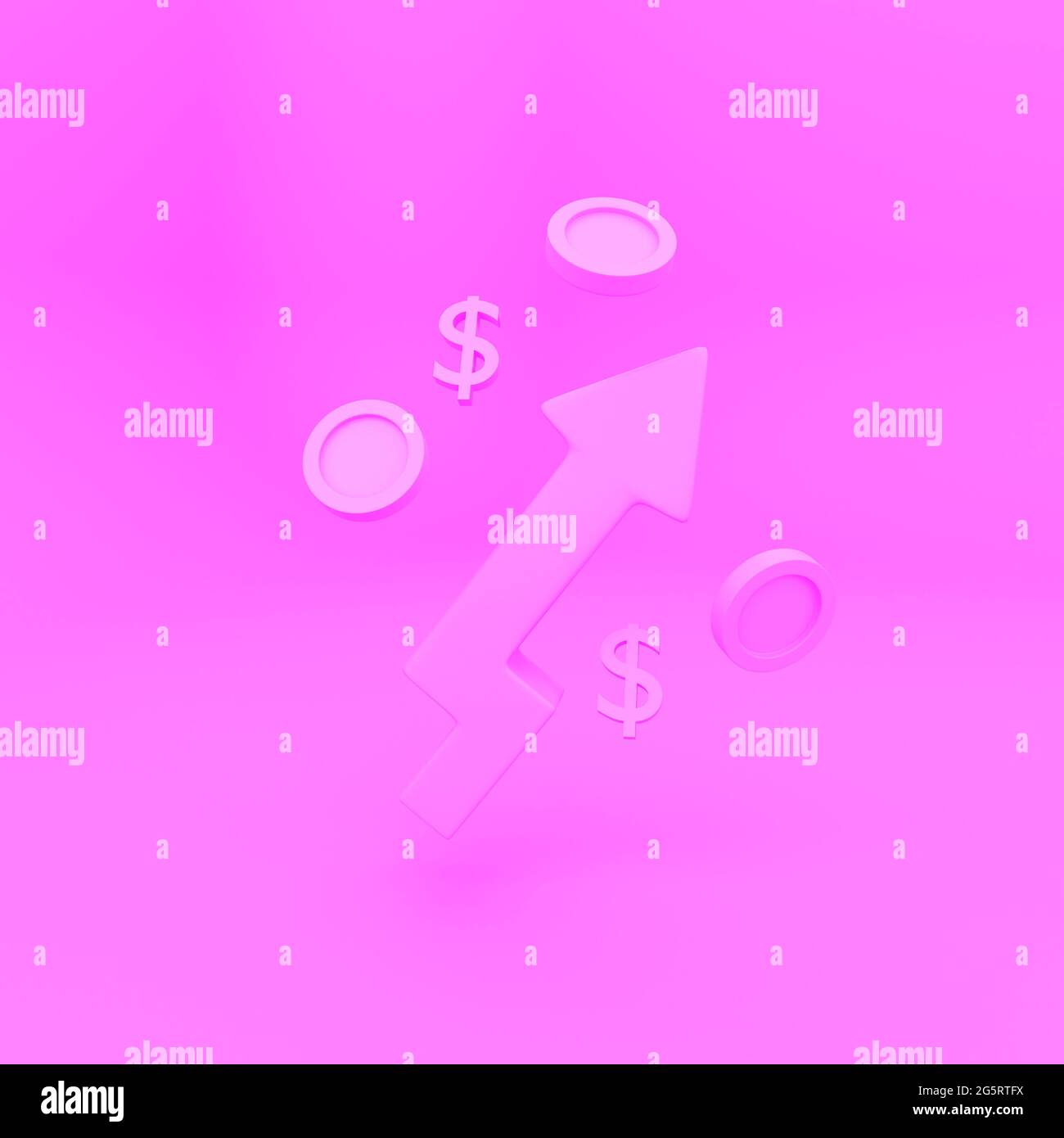 Aarrow and gold coin isolated on white background. 3D illustration ...