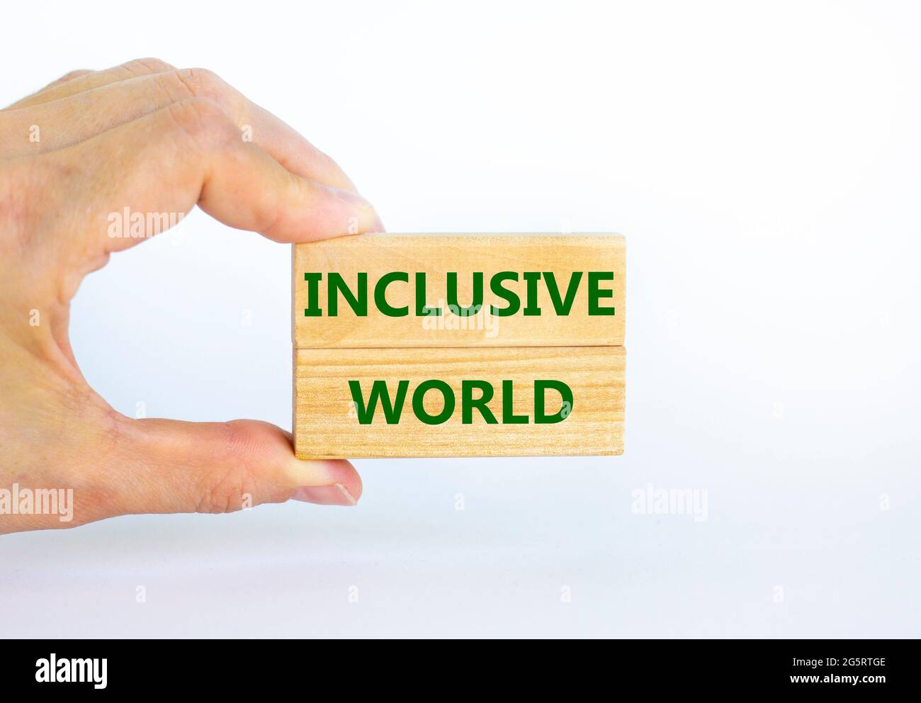 Inclusive world symbol. Wooden blocks with words Inclusive world on ...