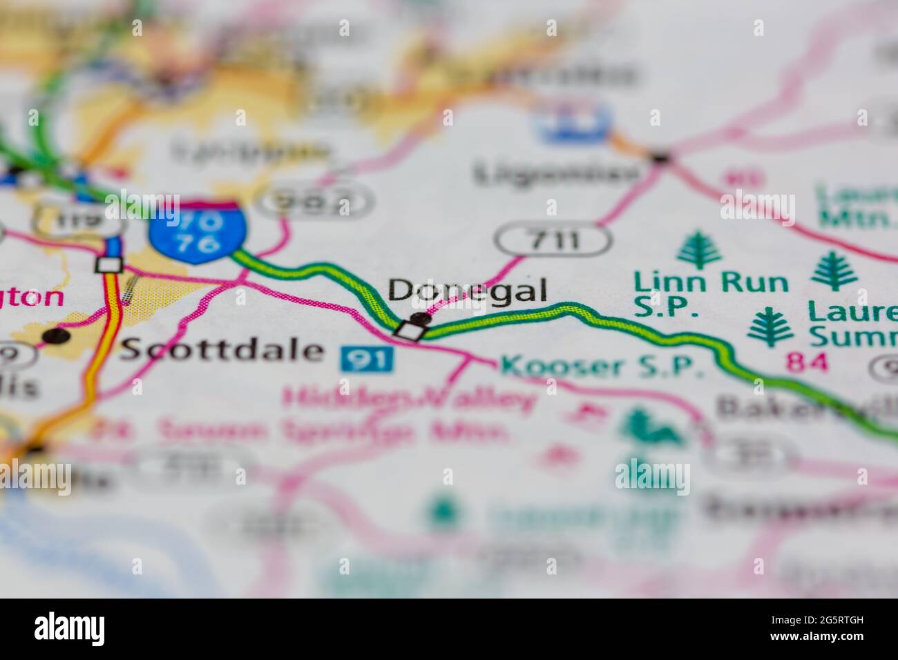 Donegal Pennsylvania USA shown on a Geography map or Road map Stock ...