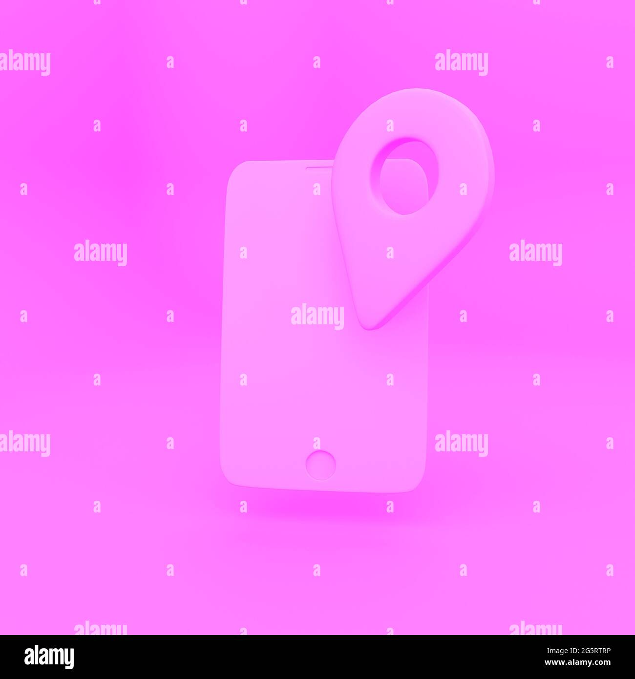 Red GPS Pin on Smartphone and Map. Mockup Template Screen 3D Rendering ...