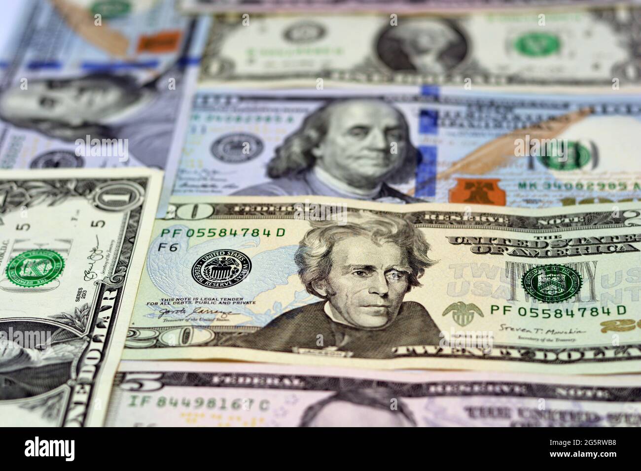 American money background , American dollars bill of 1, 5, 20 and 100 ...
