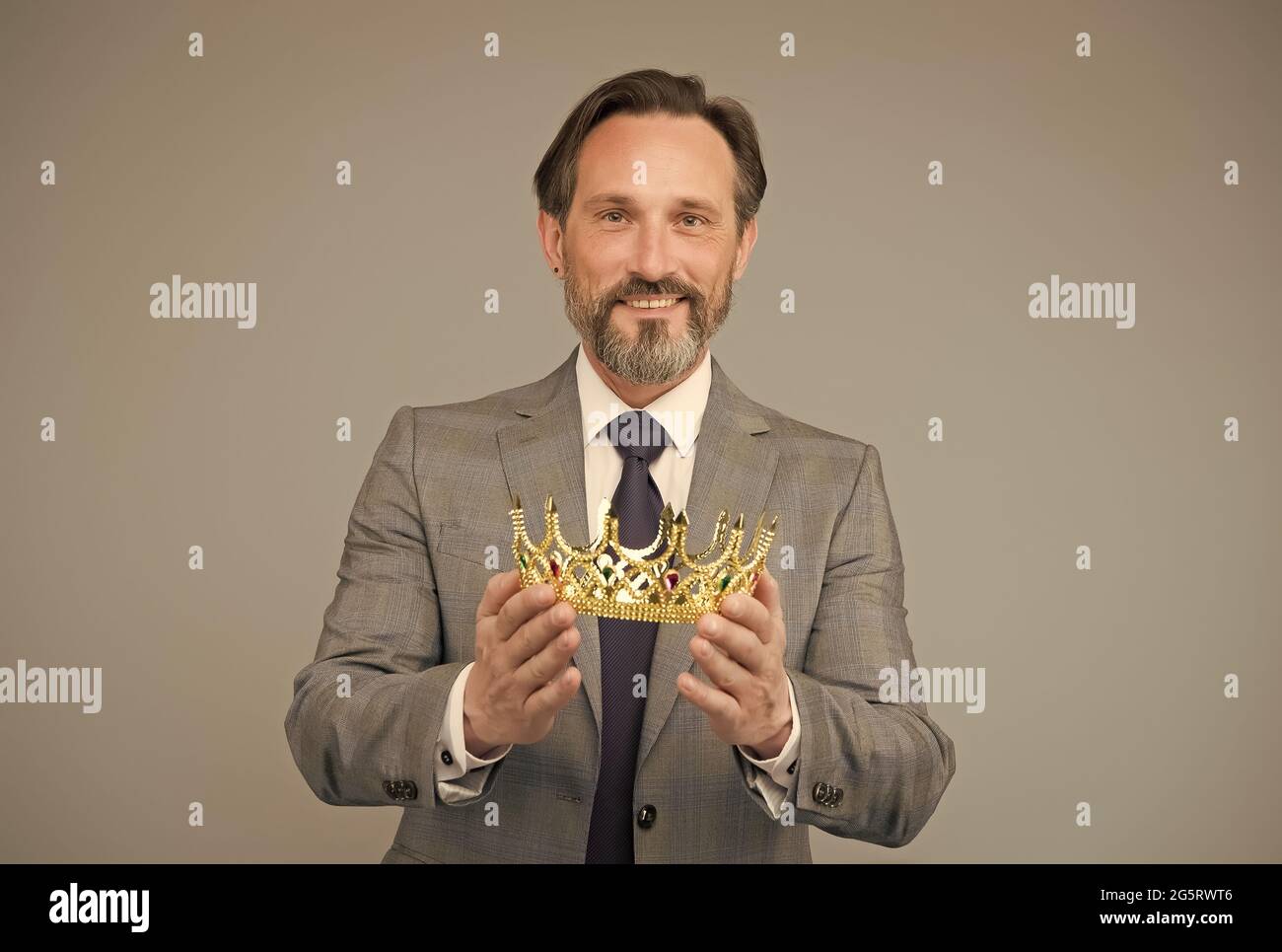Award winner handsome man actor artist scientist with crown, success ...