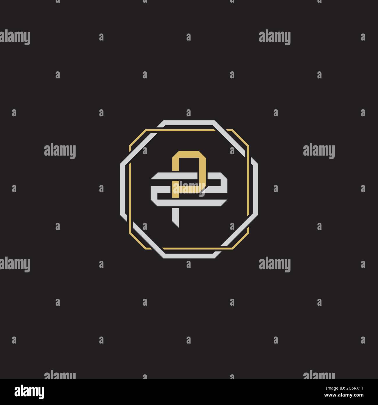 Initial letter overlapping interlock logo monogram line art style ...